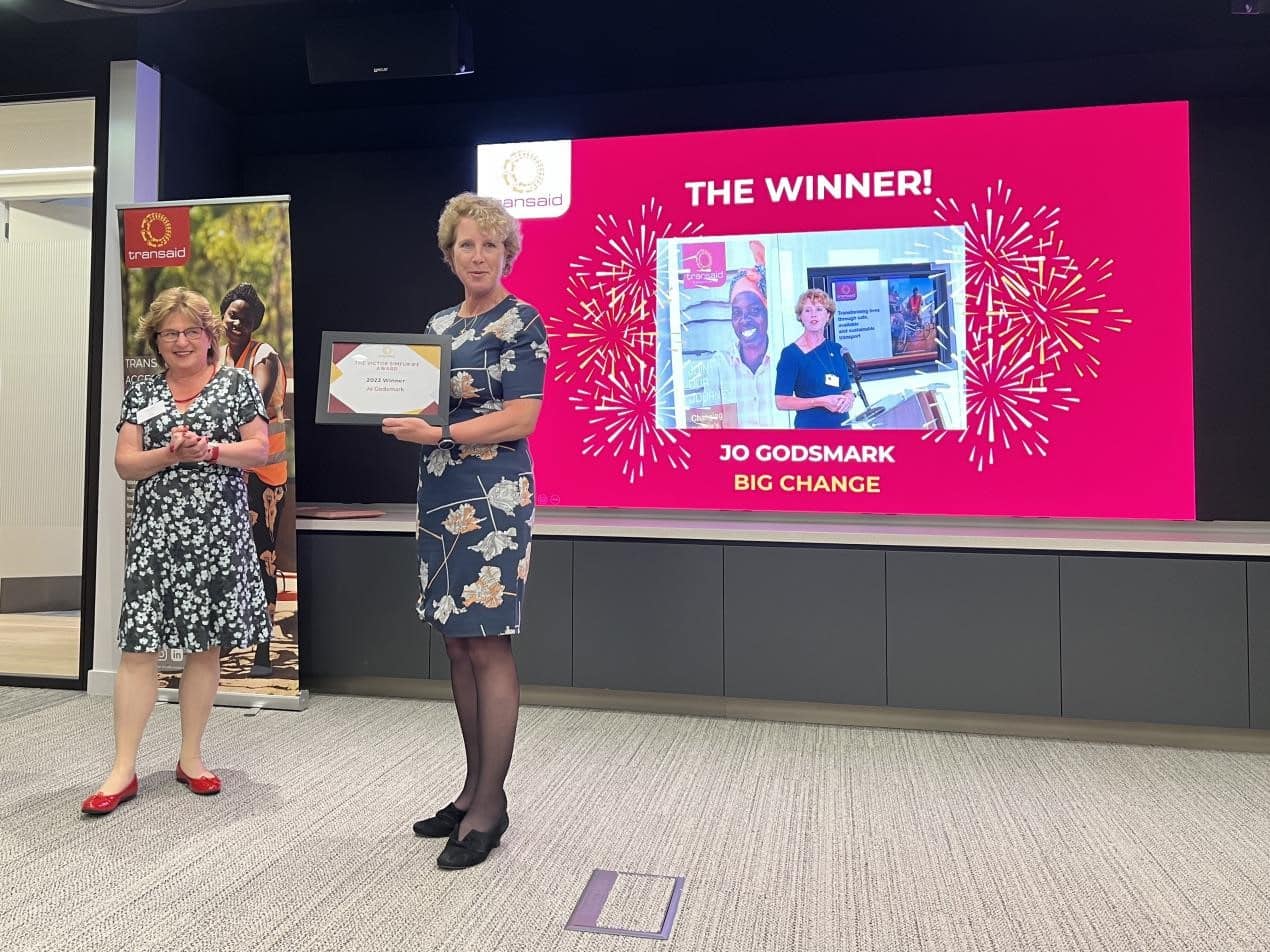 Jo Godsmark awarded the 2022 Victor Simfukwe Award - Transaid